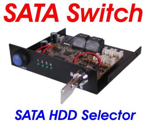 4 Port SATA II / III Switch 3.5inch Design With KeyLock and LED - Coolgear