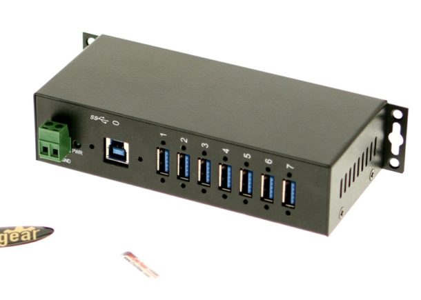 USB 3.0 7-Port Industrial Hub w/Din-Rail Mount and Power Supply - Coolgear