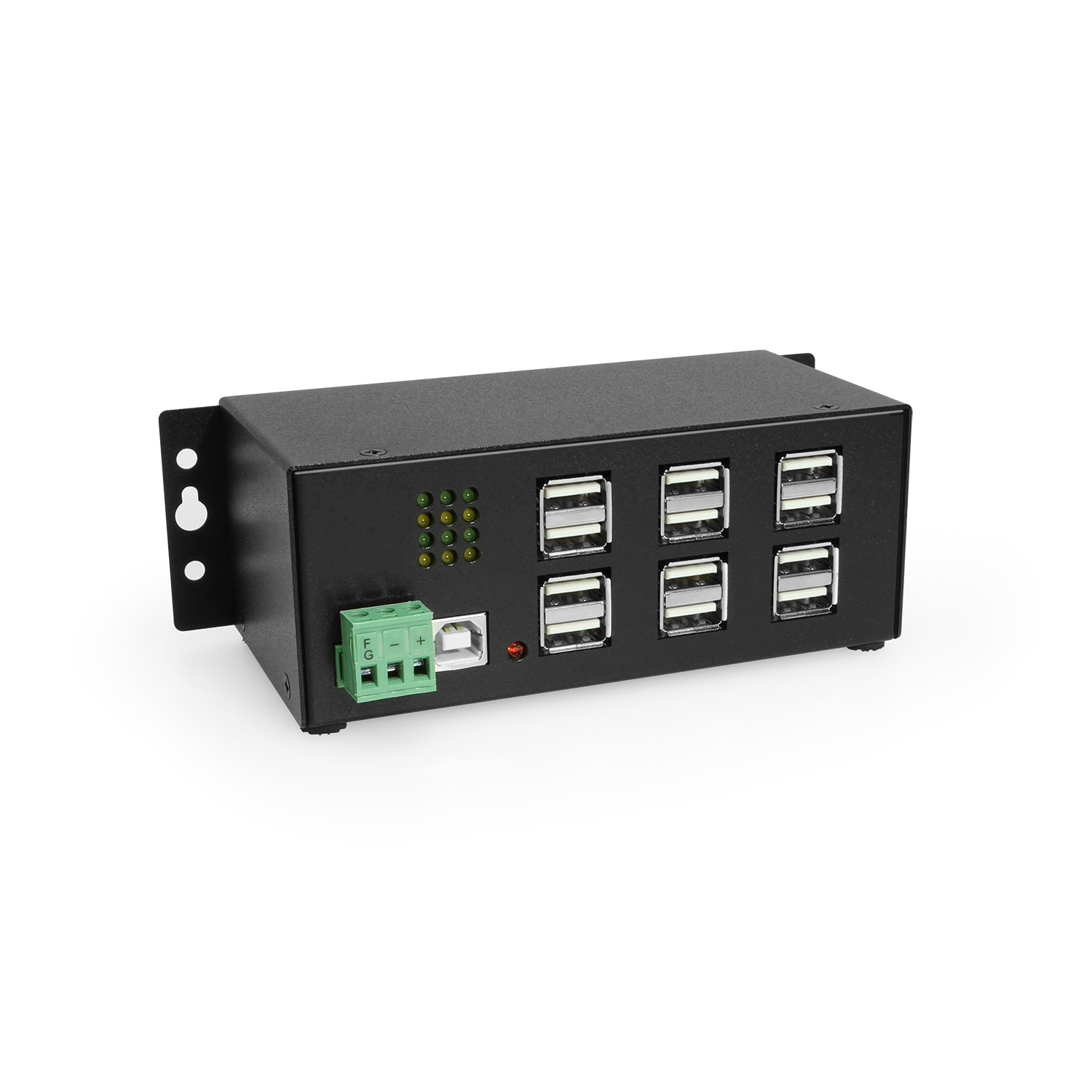 Industrial 12-Port USB 2.0 Powered Hub for PC-MAC DIN-RAIL Mount | Coolgear