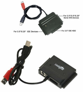 USB 2.0 to IDE / SATA Adapter, Works with 2.5/3.5/5.25 HDD - Coolgear