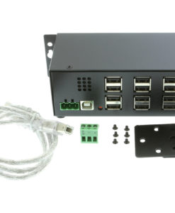 Industrial 12-Port USB 2.0 Powered Hub for PC-MAC DIN-RAIL Mount - Coolgear