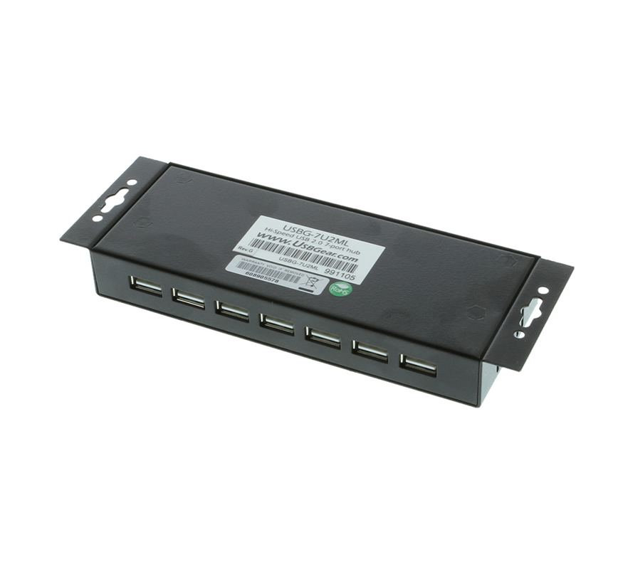 Metal 7-Port USB 2.0 Powered Slim Hub for PC-MAC with Power Adapter ...