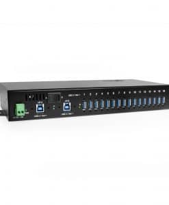 16 Port USB 3.2 Gen 1 Rack Mount Hub w/Surge Protection and DIN Rail