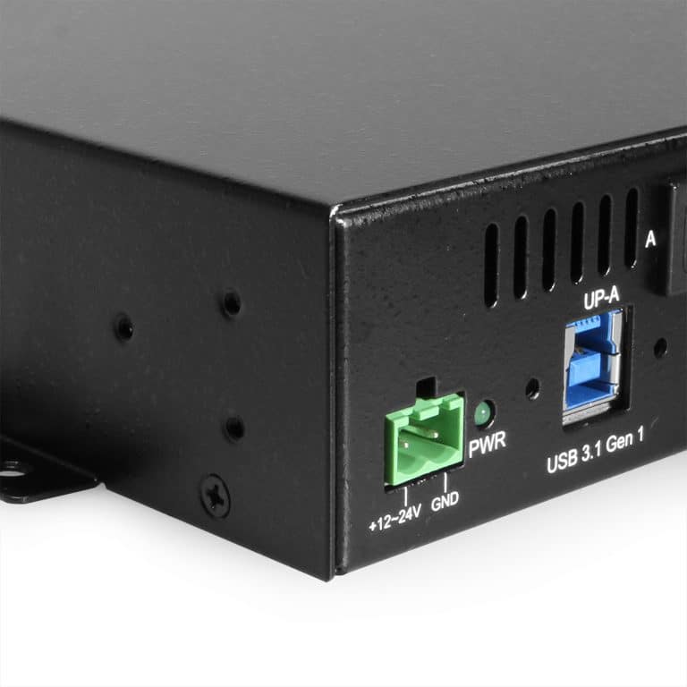 16 Port USB 3.2 Gen 1 Rack Mount Hub w/Surge Protection and DIN Rail