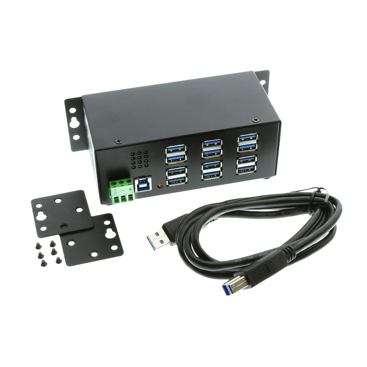Mountable 12-Port USB 3.0 Powered Industrial Hub PC-MAC | Coolgear