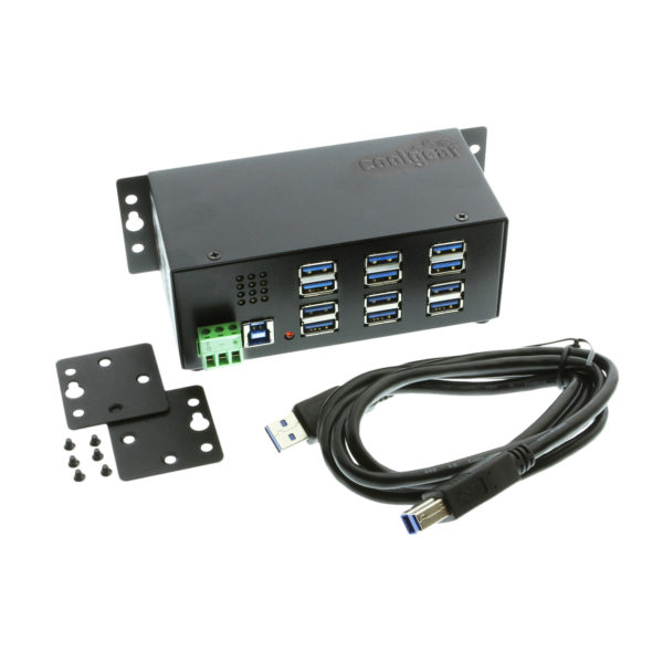 12 Port Industrial USB 3.2 Gen 1 Hub w/ Port Status LEDs - Coolgear