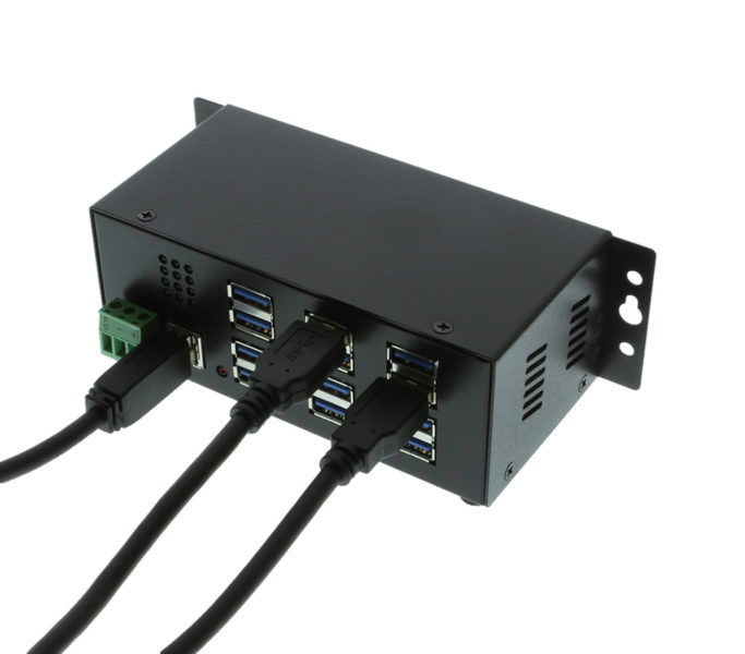 Mountable 12-Port USB 3.0 Powered Industrial Hub PC-MAC - Coolgear