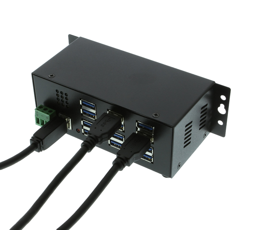Mountable 12-Port USB 3.0 Powered Industrial Hub PC-MAC - Coolgear