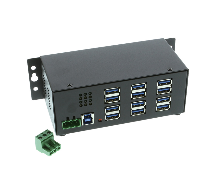 Mountable 12-Port USB 3.0 Powered Industrial Hub PC-MAC - CoolGear