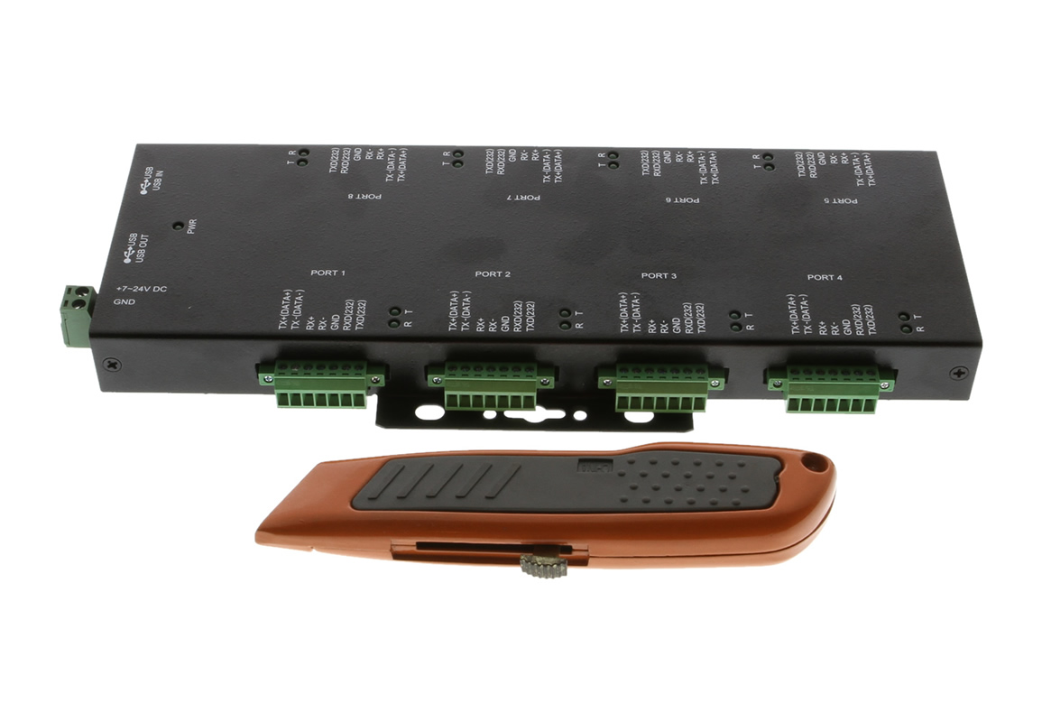 8-Port Terminal Block RS232/422/485 to USB Adp - ISO/Surge Protection ...