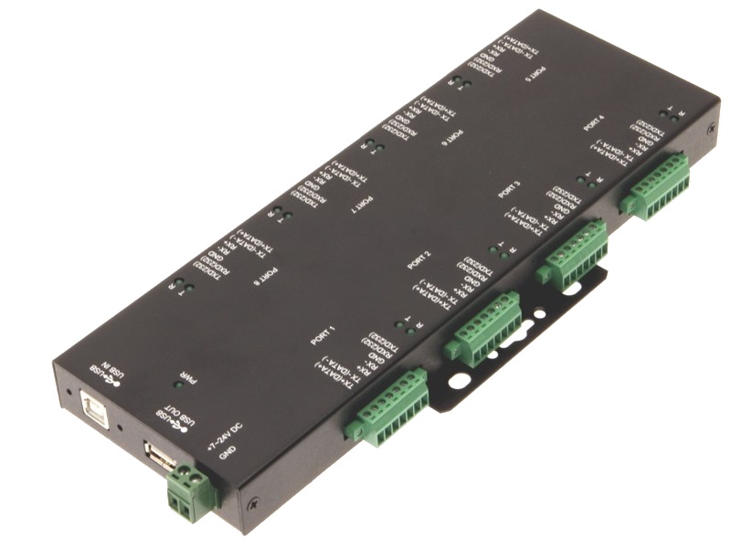 8-Port Terminal Block RS232/422/485 to USB Adp - ISO/Surge Protection ...