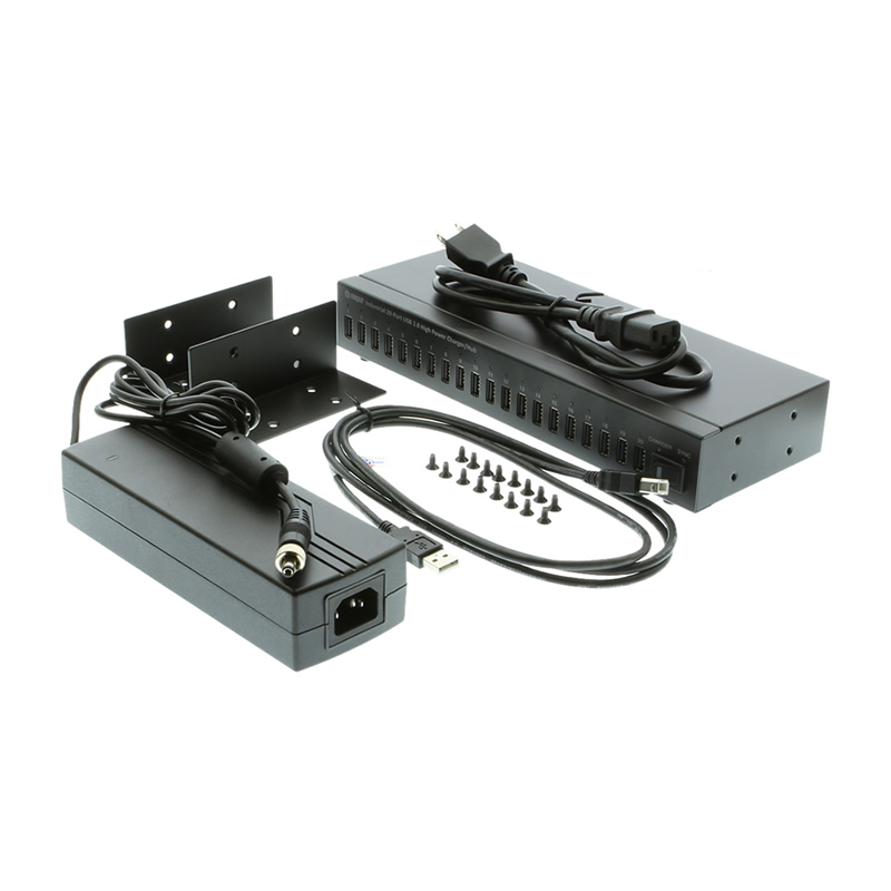 USB 2.0 20-Port Industrial High Power Charger Hub 1.1A - Coolgear