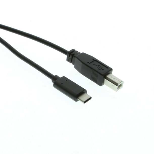 USB 2.0 Type-C to B Male USB Cable 18 Inches - Coolgear