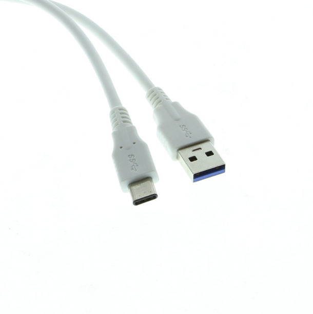 USB 3.1 Type-C to A Male Gen1 3FT White Cable - Coolgear