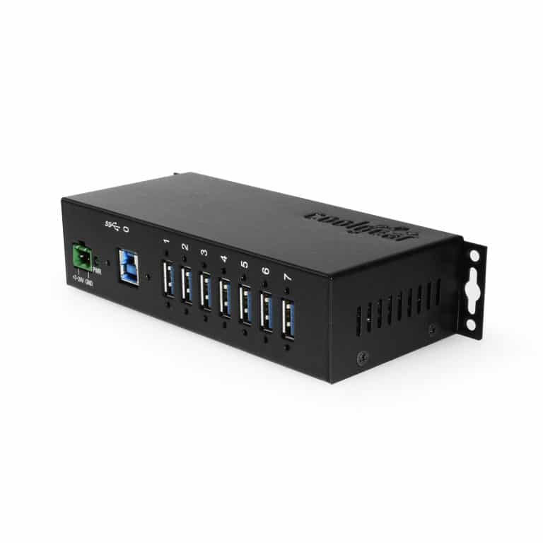 7 Port USB 3.2 Gen 1 Hub w/ Surge Protection & Screw-Locking Ports ...
