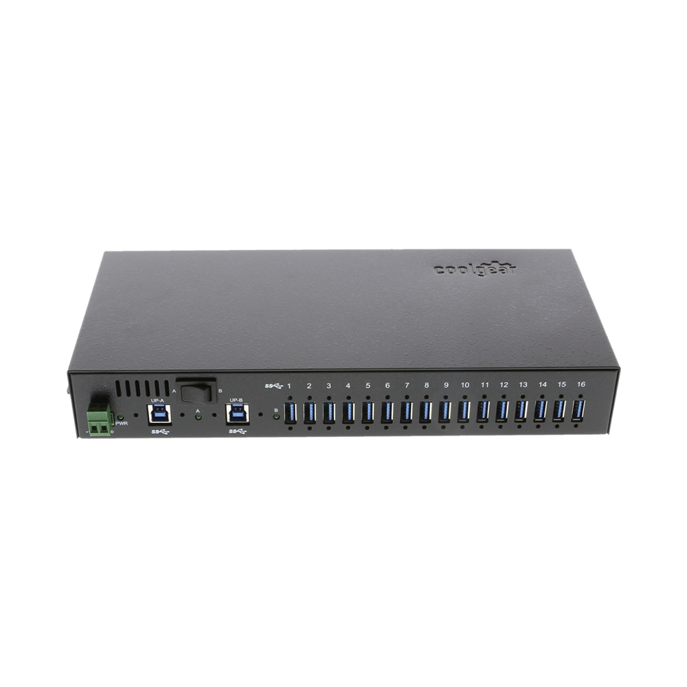 16 Port USB 3.0 Rack Mount Hub w/Surge Protection and DIN Rail