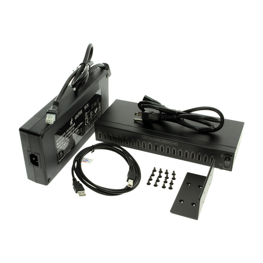 USB Charging Hub - 20 Port Hi-Power 2.4A USB Charger Hub - Coolgear