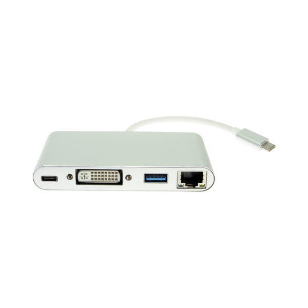 USB-C to DVI Multi-Port Adapter with Gigabit Ethernet Aluminum Shell ...