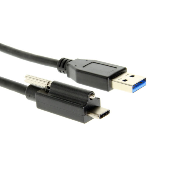 USB 3.0 Single Screw Lock Type-A to C Cable 5GB Data 3A Power - Coolgear