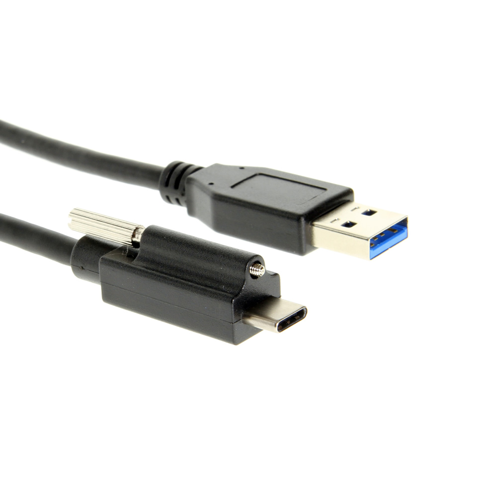 USB 3.0 Single Screw Lock Type-A to C Cable 5GB Data 3A Power - Coolgear