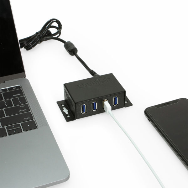 4 Port USB 3.2 Gen 1 Mini Powered Hub w/ ESD Surge Protection & Power ...