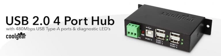 4 Port USB 2.0 Powered Hub w/ Port Status LEDs - Coolgear