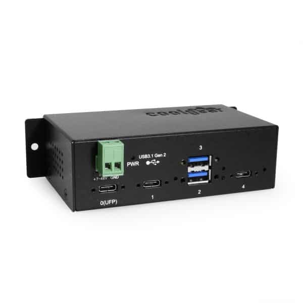 4 Port Industrial USB 3.2 Gen 2 Type-C Hub w/ Screw-Locking Ports ...