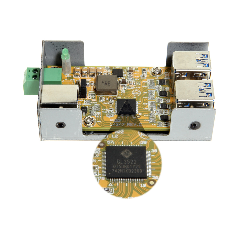 4 Port USB 3.1 Micro Hub with Variable Voltage and Surge Protection ...