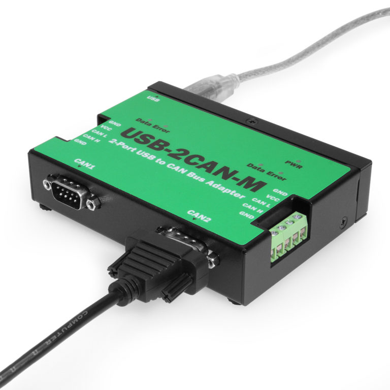 2-Port USB to CAN Bus Adapter, DIN-Rail & Wall Mountable Metal Case ...