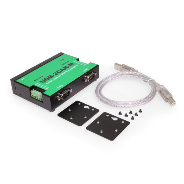 2-Port USB to CAN Bus Adapter, DIN-Rail & Wall Mountable Metal Case ...