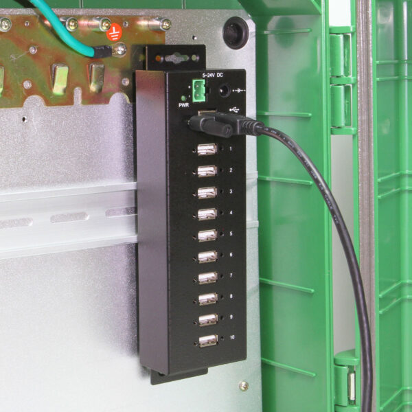 10 Port USB 2.0 Hub w/ ESD Surge Protection Screw Locking Ports - Coolgear