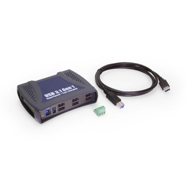 9 Port USB 3.2 Gen 1 Hub w/ Integrated DIN-Rail Clip - Coolgear