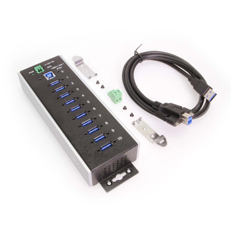 10 Port USB 3.2 Gen 1 Industrial Wide Temperature Range Hub - Coolgear