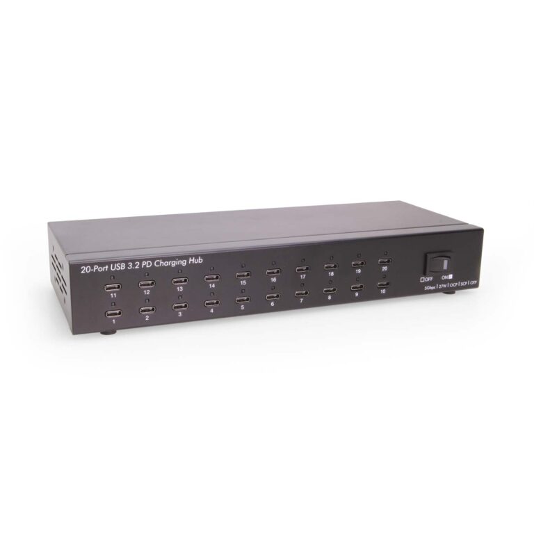 20 Port USB-C 3.2 Gen 1 Industrial Charging Hub w/ Max 27W Per-Port ...