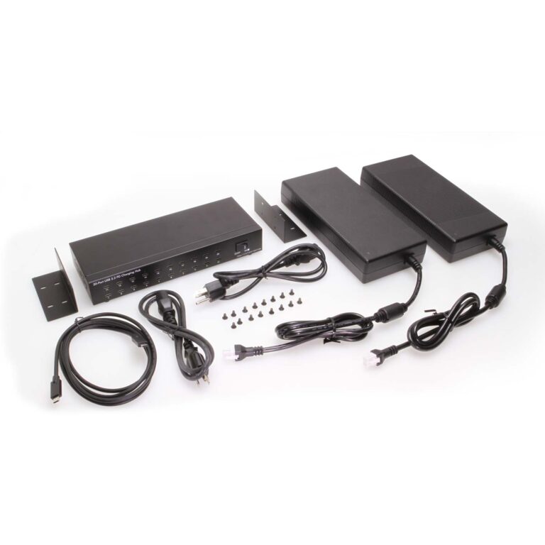 20 Port USB-C 3.2 Gen 1 Industrial Charging Hub w/ Max 27W Per-Port ...