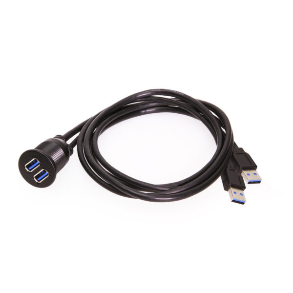 3ft. USB Panel Mount Extension 2x Type-A 3.2 Gen 1 Male to Female Cable ...