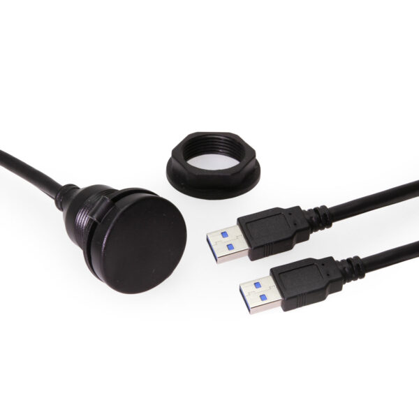 3ft. USB Panel Mount Extension 2x Type-A 3.2 Gen 1 Male to Female Cable ...