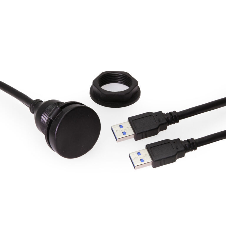 3ft. USB Panel Mount Extension 2x Type-A 3.2 Gen 1 Male to Female Cable ...