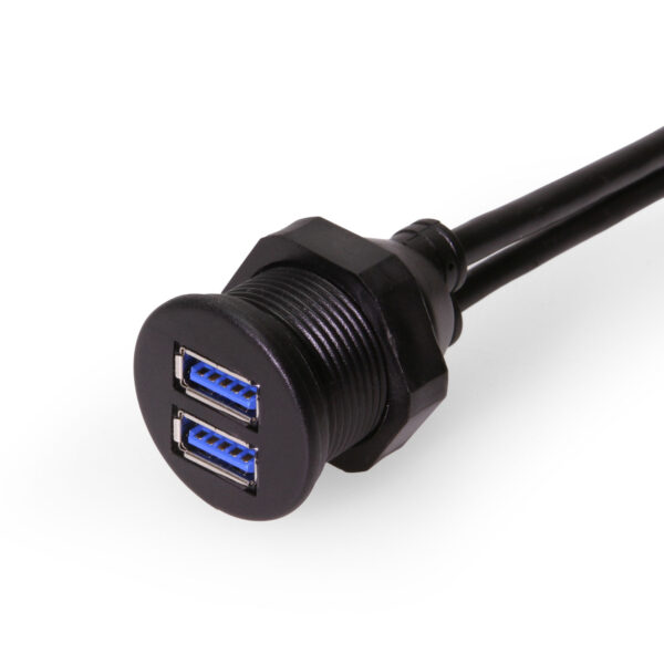 3ft. USB Panel Mount Extension 2x Type-A 3.2 Gen 1 Male to Female Cable ...