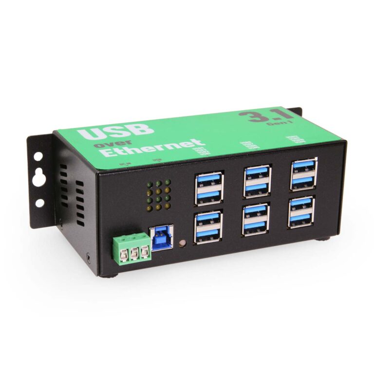 12 Port USB 3.2 Gen 1 Over IP Network Device Sharing Hub w/ Port Status ...