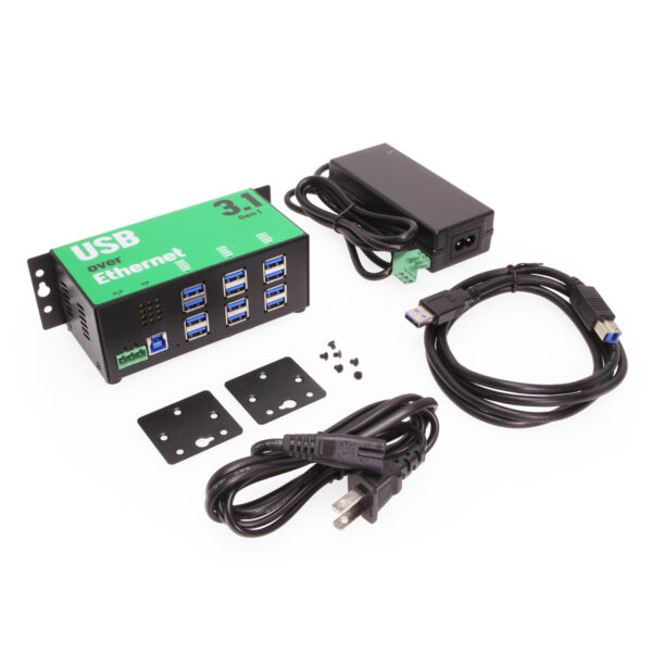 12 Port USB 3.2 Gen 1 Over IP Network Device Sharing Hub w/ Port Status ...