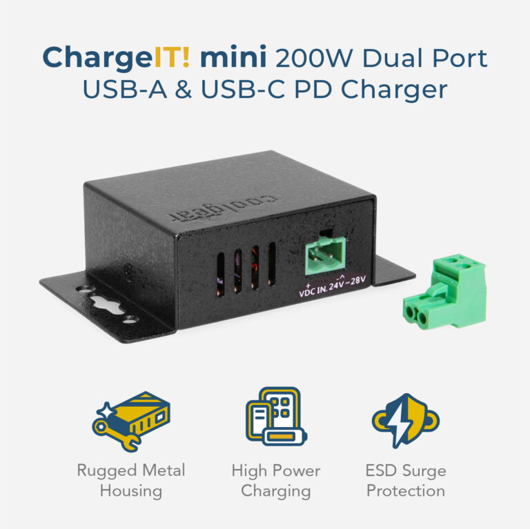 ChargeIt! Mini 200W Dual Type-C PD Charger 100W Output - Coolgear