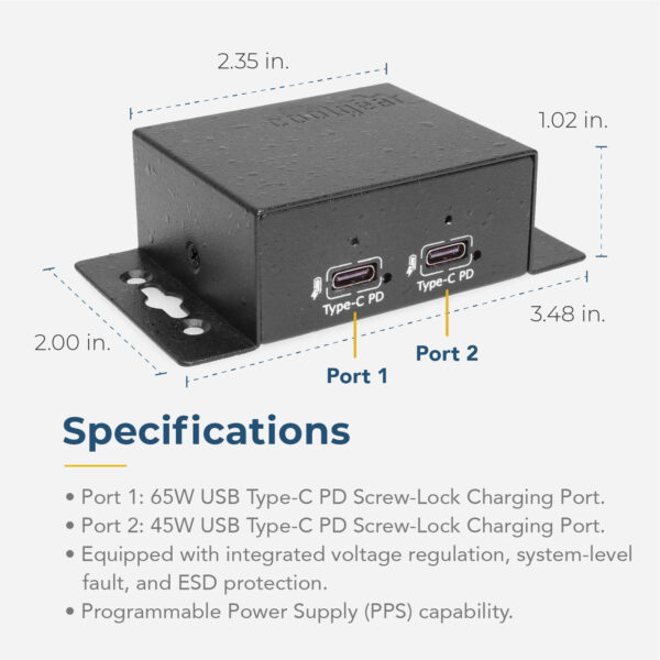 ChargeIt! Mini 110W Dual USB-C Surface Mount Charger – 65W & 45W High ...